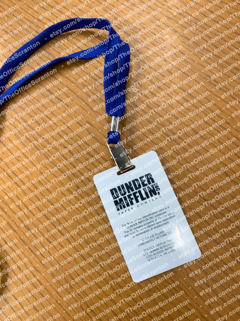 Dunder Mifflin Employee Badge With Lanyard Custom With Your Photo, Name ...