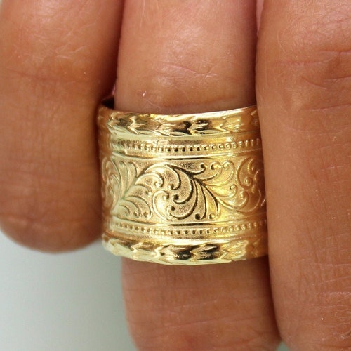 Unique Wide Wedding Band for Women Silver-gold Ring Wide & - Etsy Israel