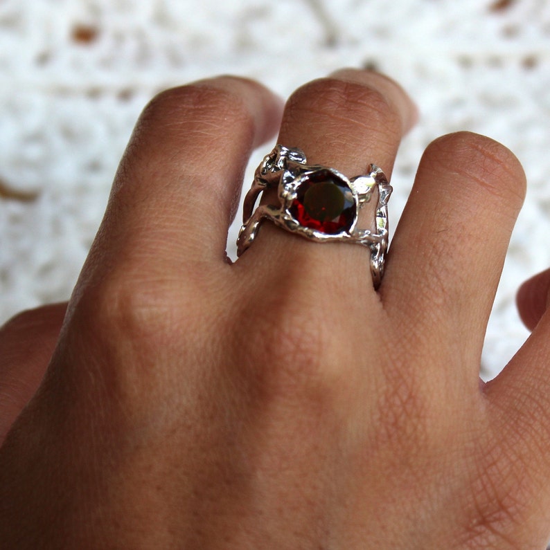Artistic Sterling Silver With Garnet Ring | Etsy