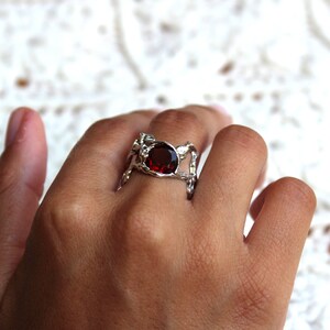 Artistic Sterling Silver With Garnet Ring - Etsy