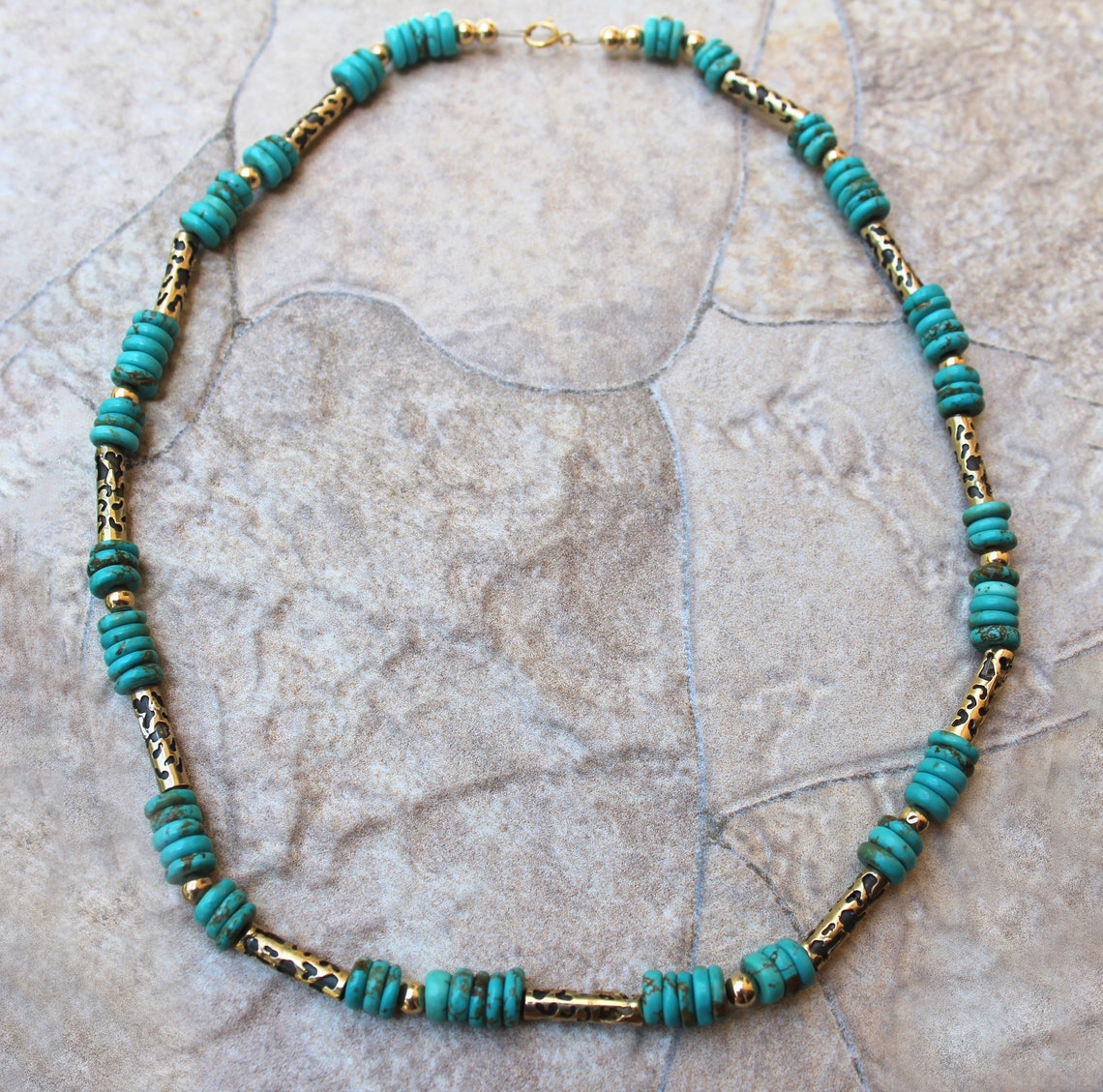 14K Solid Gold Turquoise Necklace Chain - Etsy