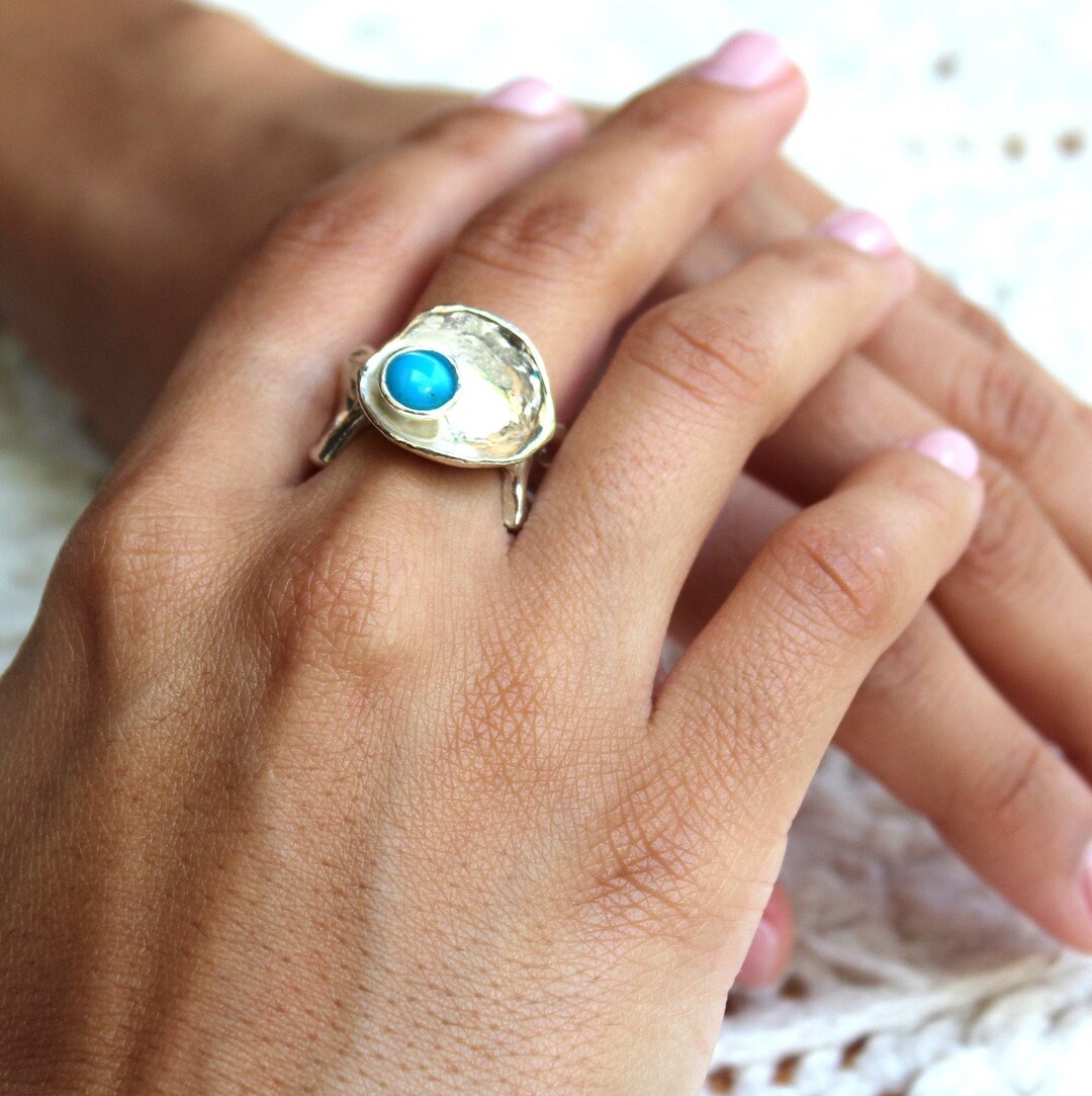 Artistic Sterling Silver With Garnet, Turquoise Ring - Etsy