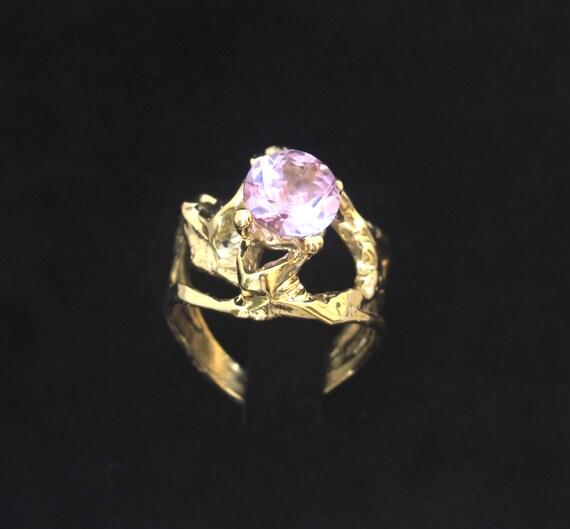 14K Solid Gold Structural Wide Ring Abstract Gold Ring With | Etsy