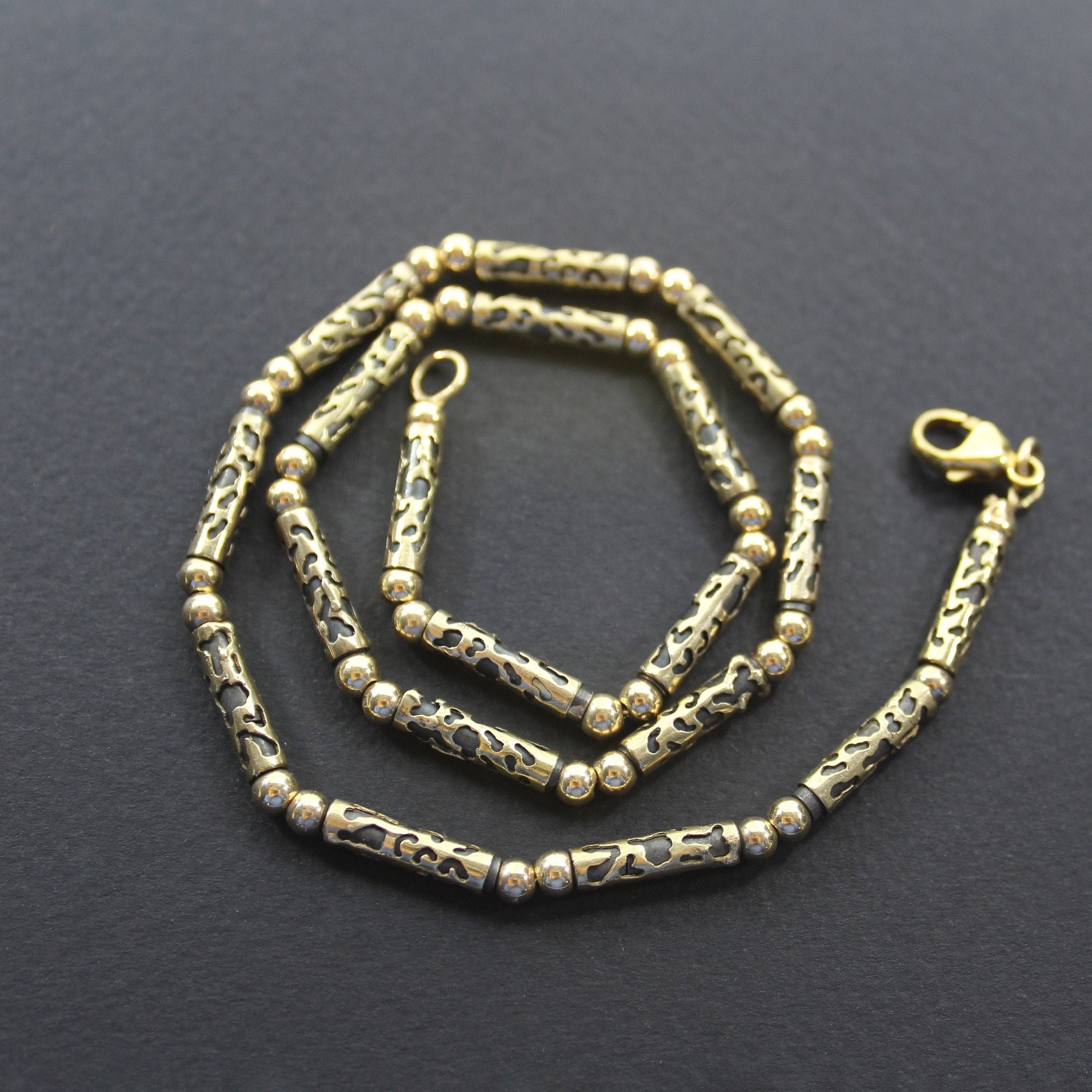 14K Solid Gold Antique Inspired Necklace Vintage Design | Etsy