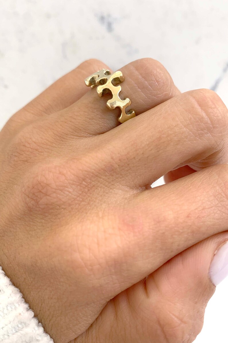 14K Solid Gold Unique Ring Alternative Style Modern Handmade - Etsy