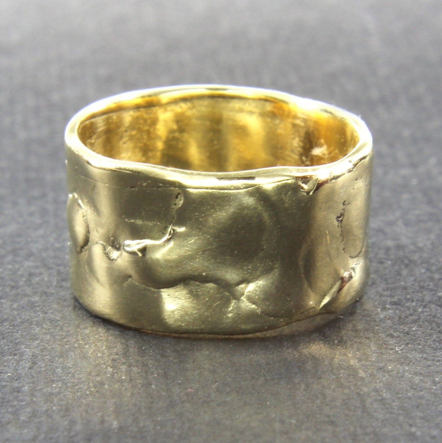 Solid14k Gold 10mm Wide Ring | Etsy