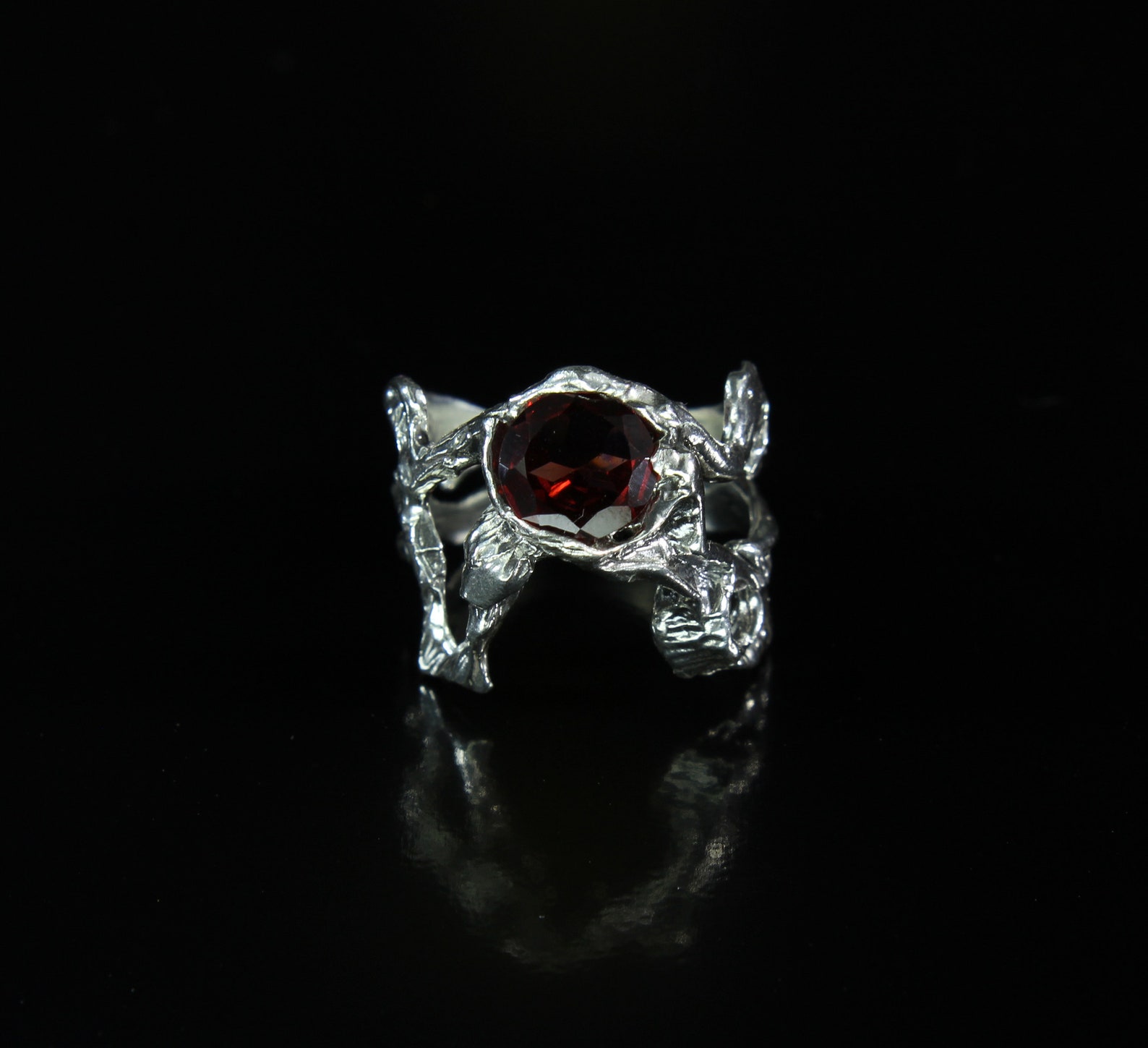 Artistic Sterling Silver With Garnet Ring | Etsy