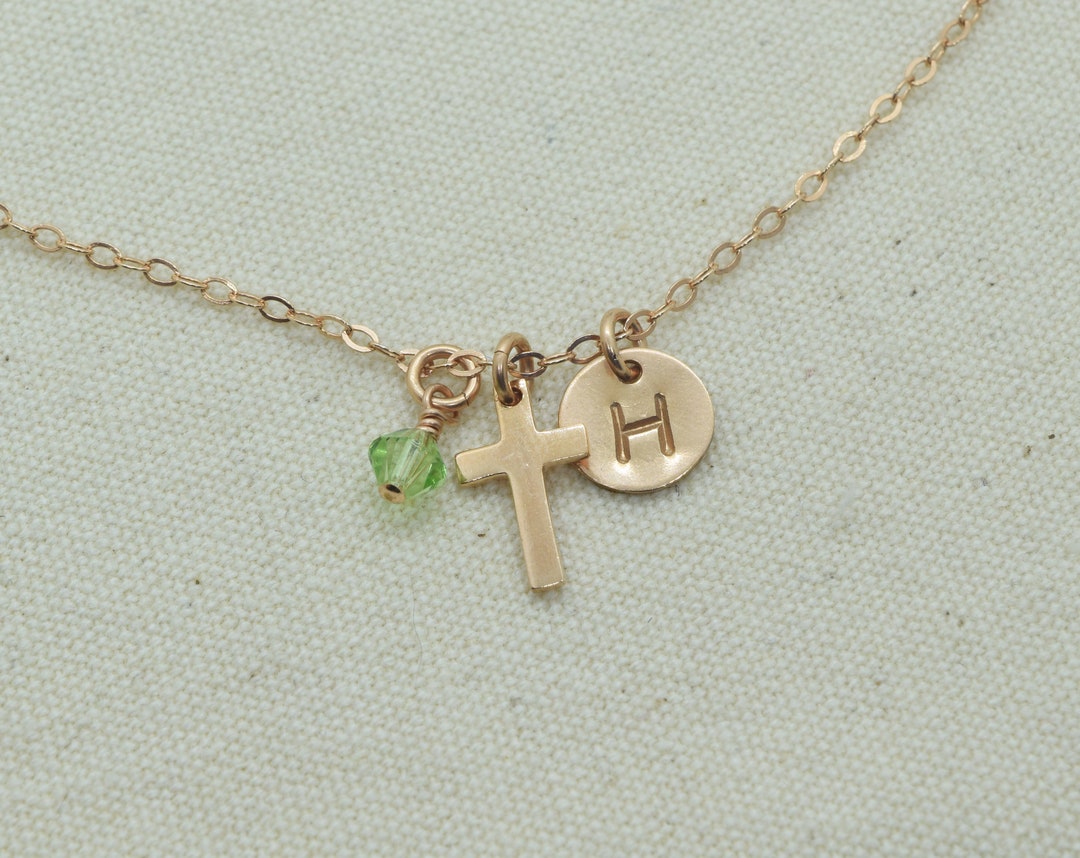 Tiny Rose Gold Cross Charm Necklace Small Cross Pendant - Etsy