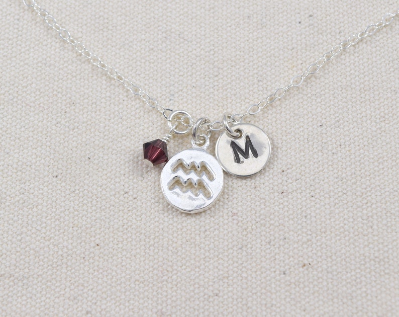 Zodiac Sign Necklace in Sterling Silver Personalized With Initial and ...