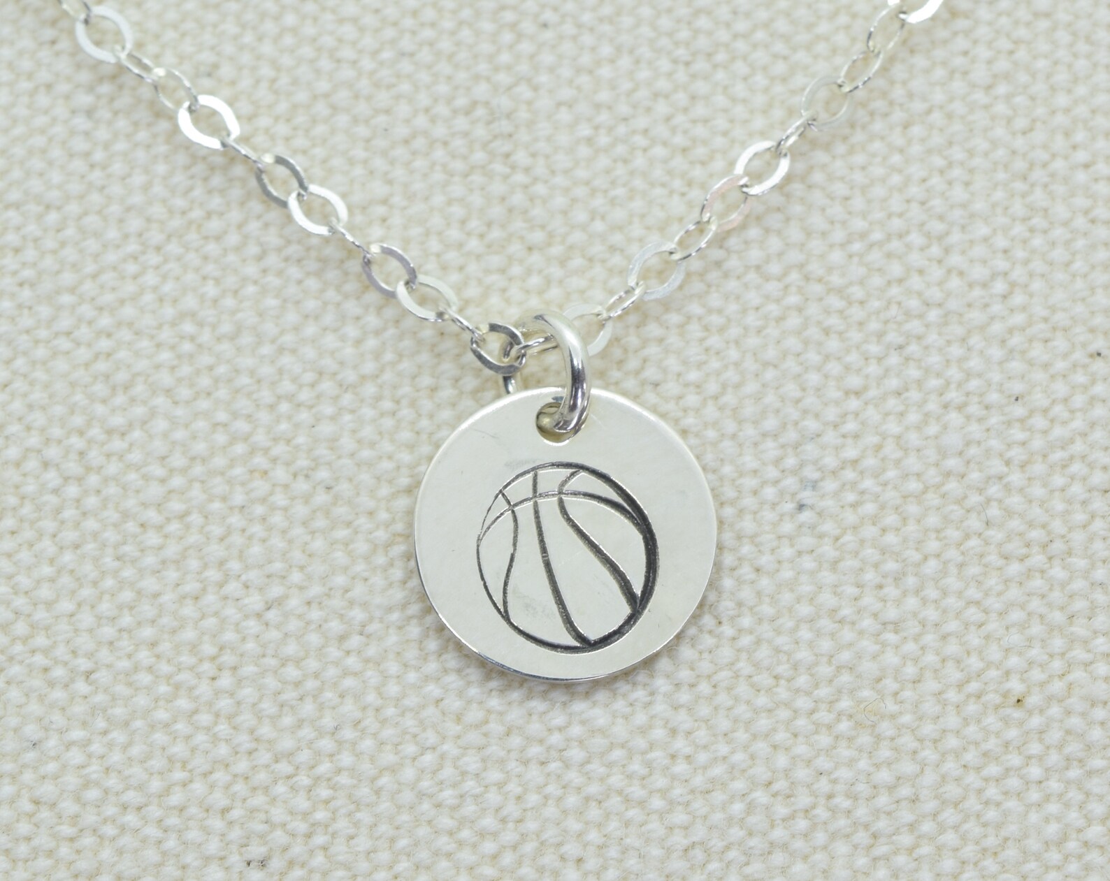 Sterling Silver Basketball Charm Necklace, Basketball Pendant, Sports ...