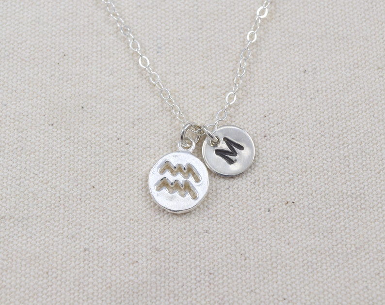 Zodiac Sign Necklace in Sterling Silver Personalized With Initial and ...