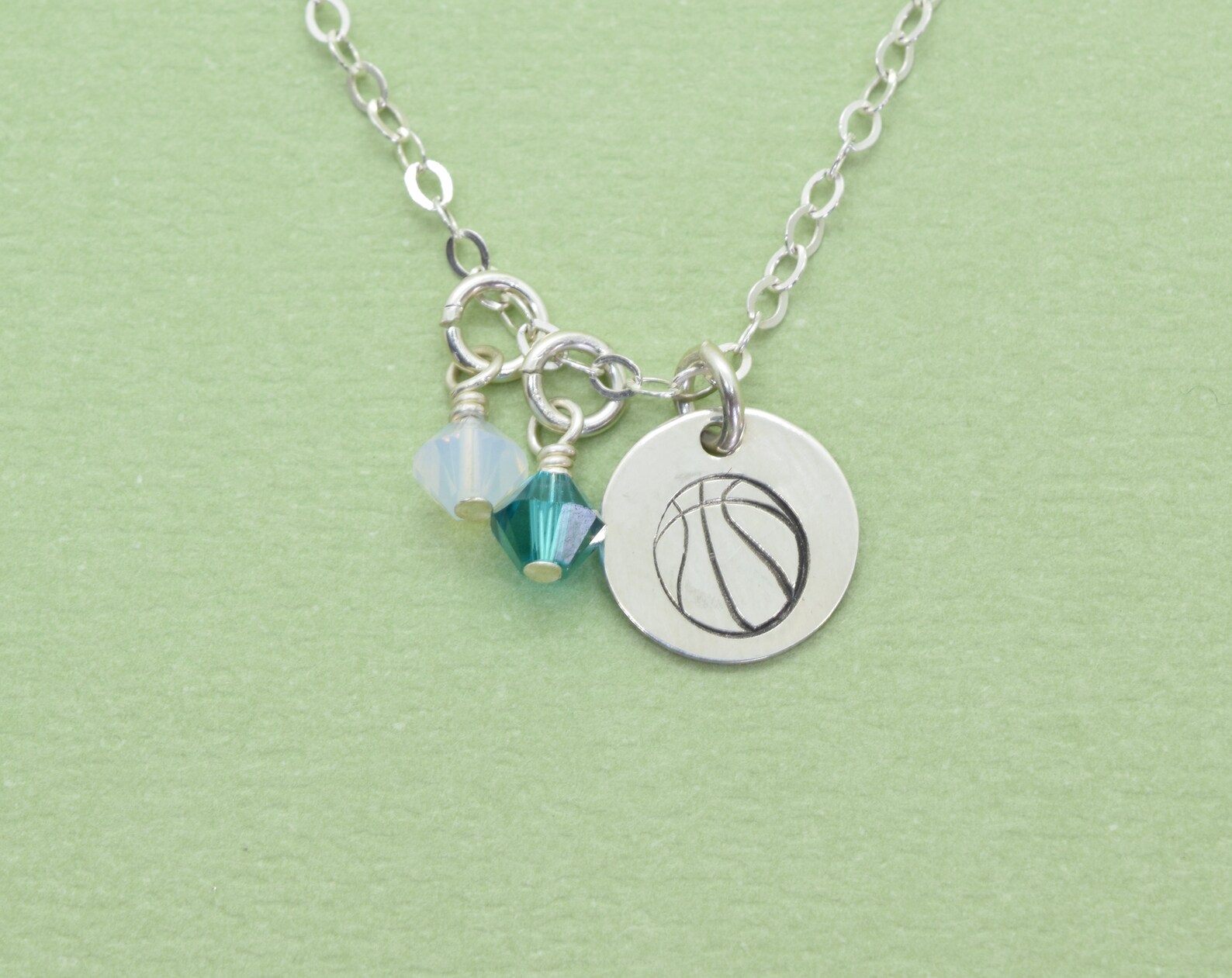 Sterling Silver Basketball Charm Necklace, Basketball Pendant, Sports ...