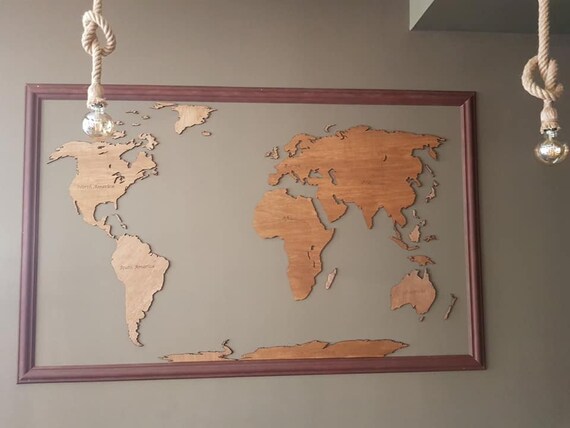 Wooden World Map | Etsy