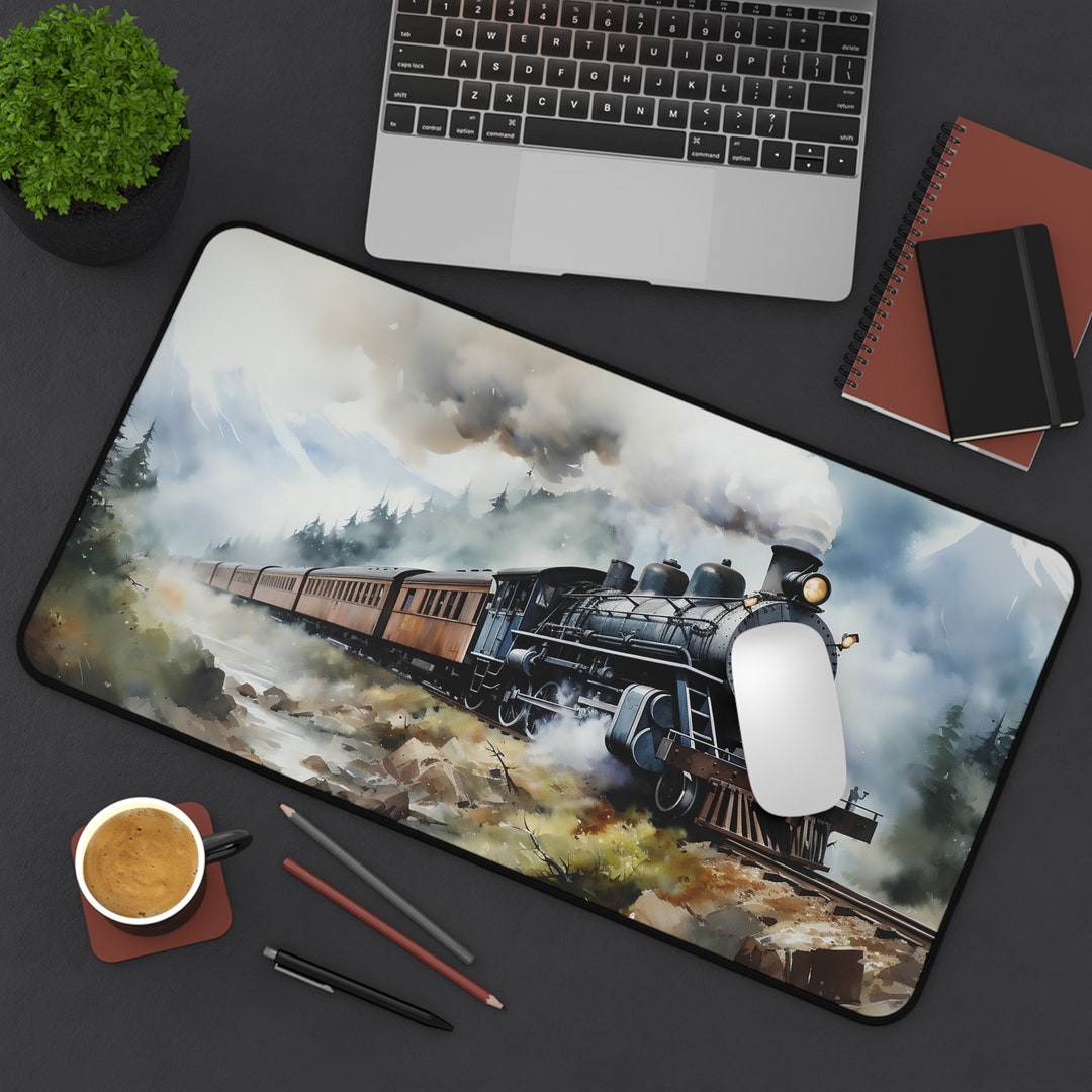 Vintage Steam Engine Mousepad / Large Desk Mat, Unique One of A Kind ...