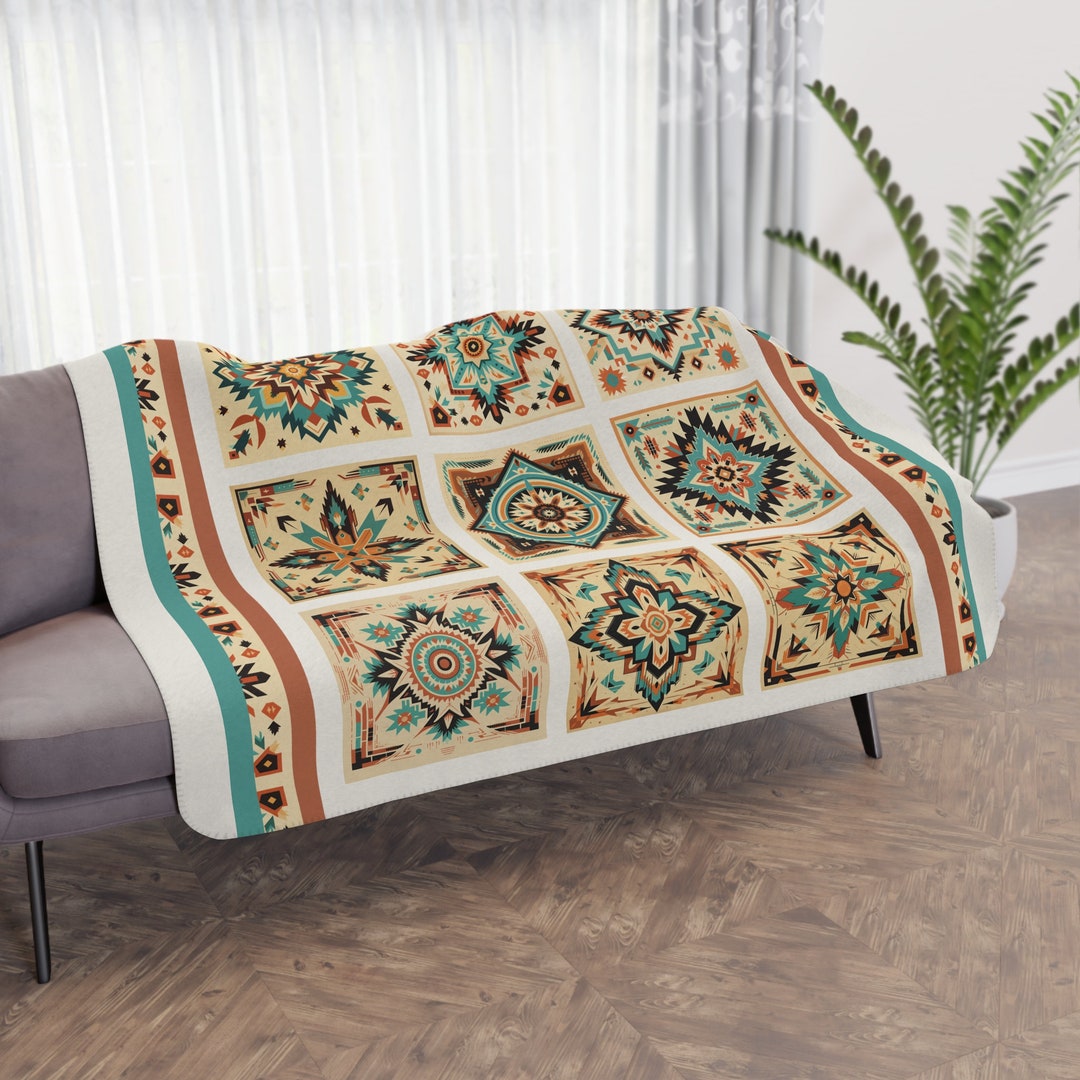 Western Style Throw, Native American Patchwork Throw, Southwestern ...