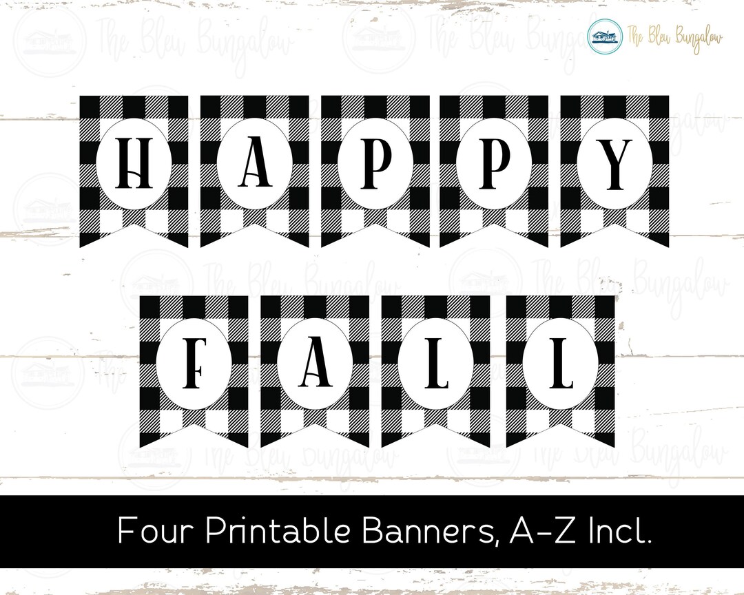Printable Fall Buffalo Plaid Banner, Printable Christmas Banner ...