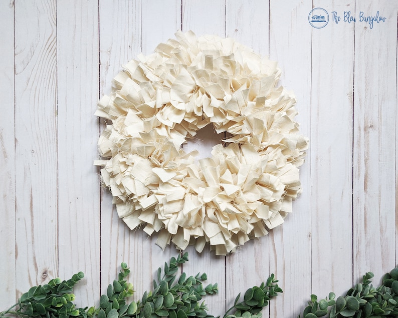 Neutral Christmas Wreath Fabric Christmas Wreath Farmhouse - Etsy