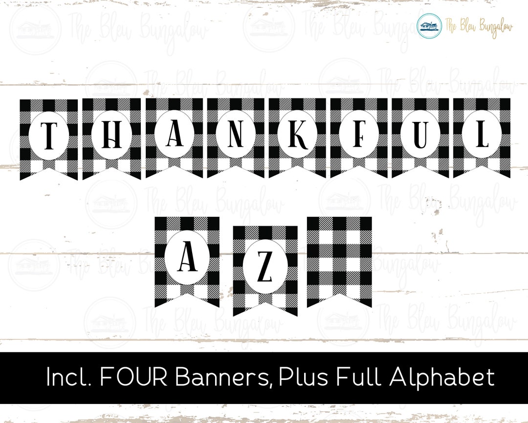 Printable Fall Buffalo Plaid Banner, Printable Christmas Banner ...