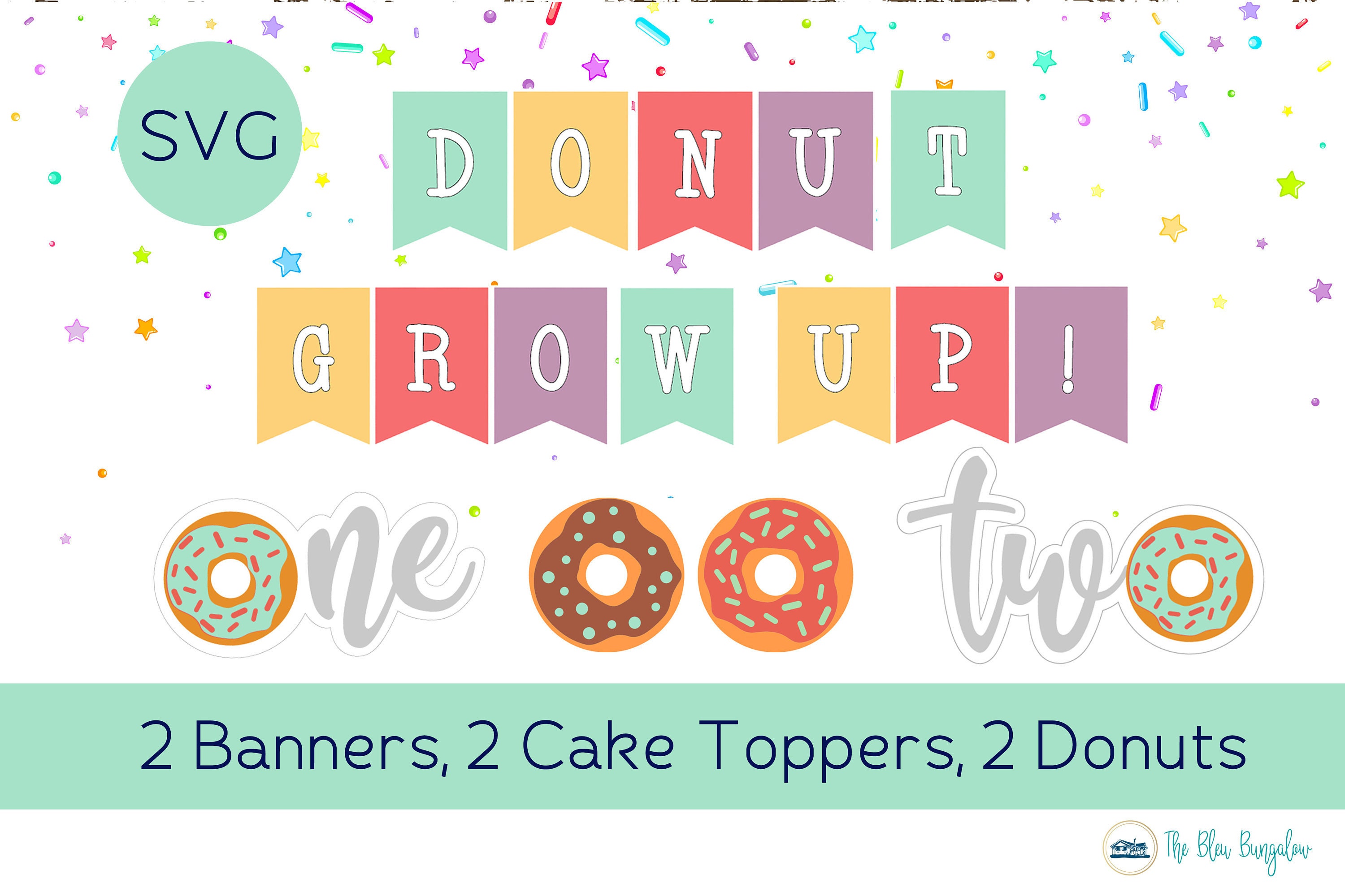 Donut SVG Bundle, Donut Cake Topper SVG, Donut Birthday SVG, Donut ...