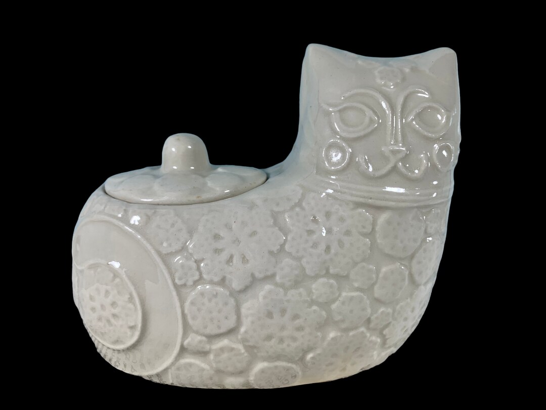 Vintage Max Factor Primitif Cat n Candle Holder Cat Collectible Trinket ...