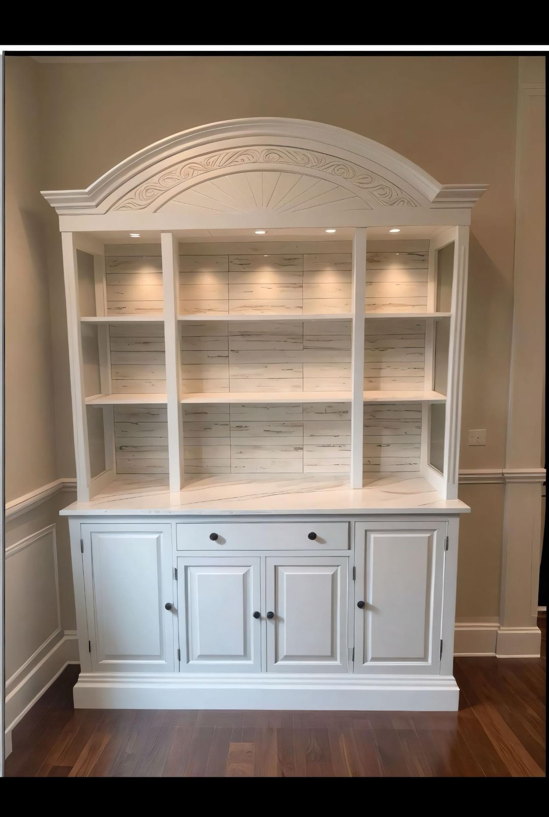 Vintage Hutch With Removable Glass Shelving, Two Piece Hutch, Painted ...