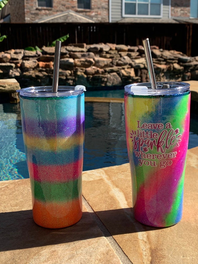 Glitter Tumbler Rainbow Glitter Sparkle Cup Personalized - Etsy