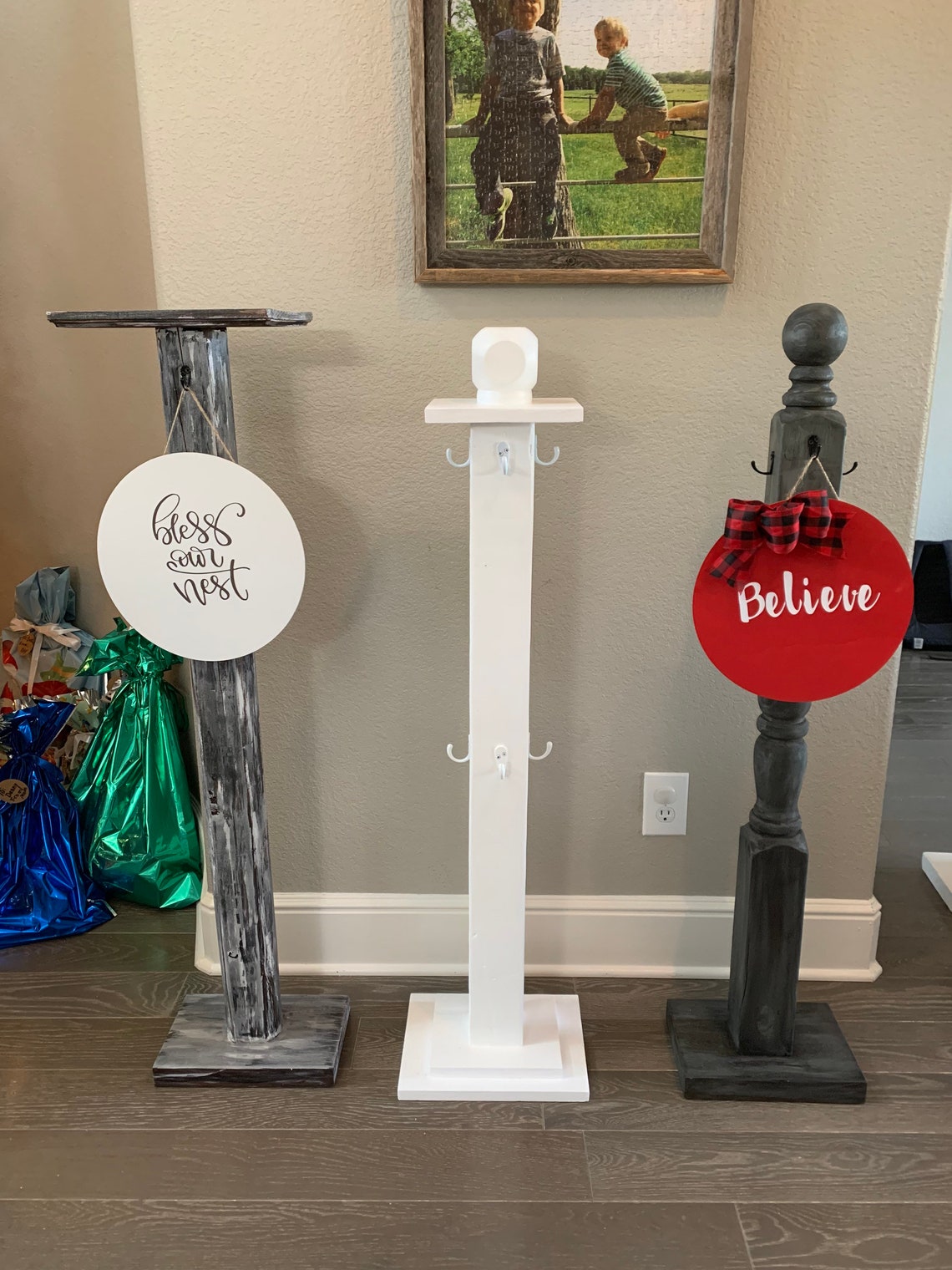 Wood Post, Banister Post, Front Door Decor, Stocking Holder - Etsy