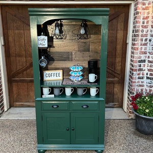 Hunter Green Coffee Bar, Beverage Cabinet, Broyhill Hutch, Coffee and ...
