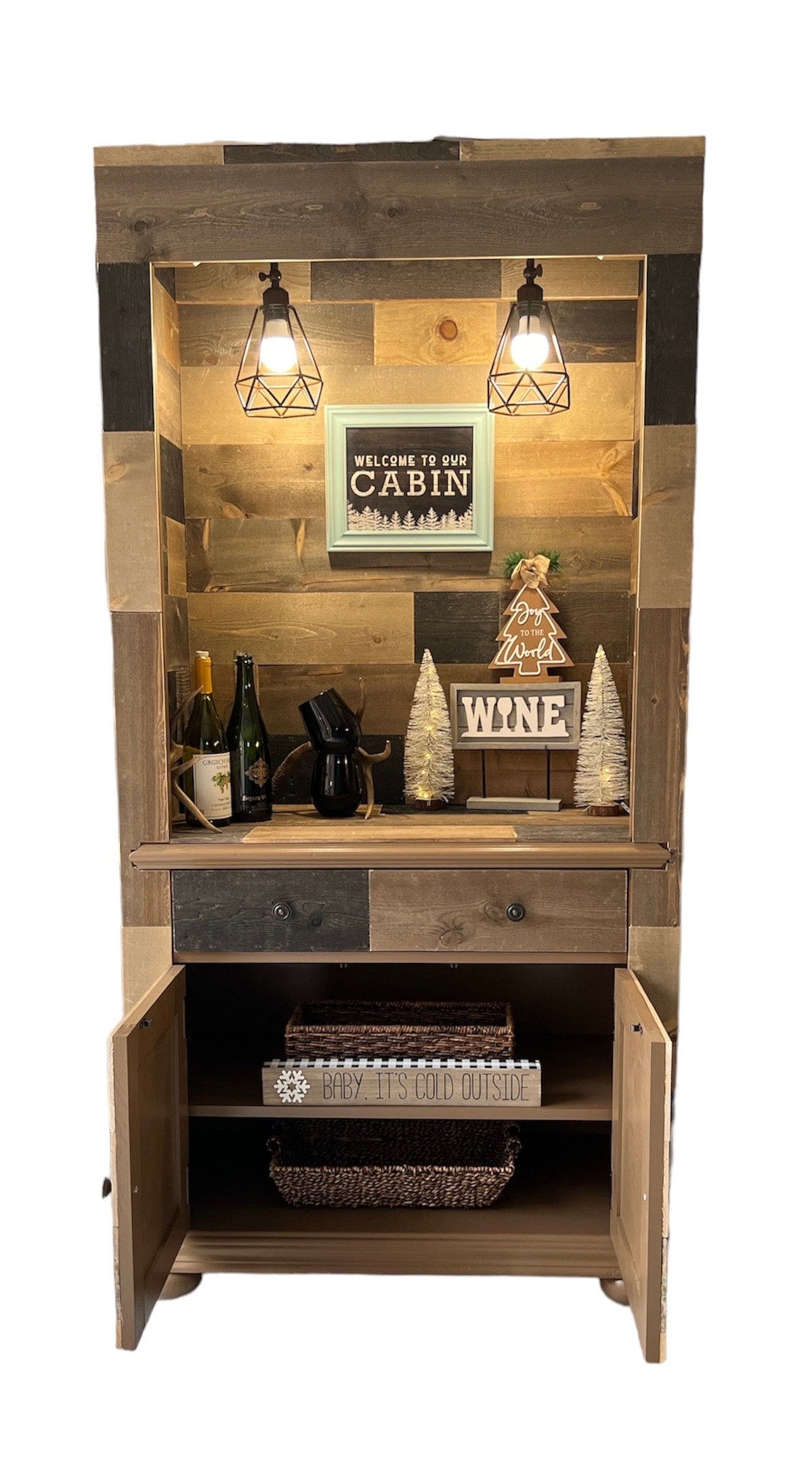 Solid Wood Barn Wood Cabinet Rustic Cabin Decor Coffee and - Etsy