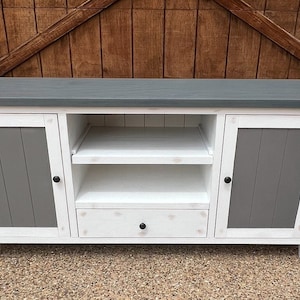White and Gray Distressed Tv Stand, Sideboard, Entertainment Stand ...