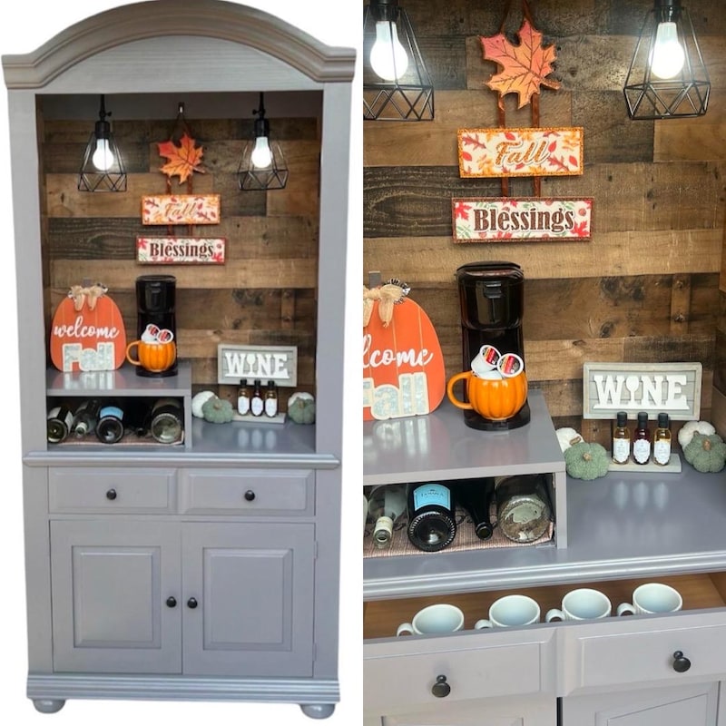 Solid Wood Wine Hutch - Etsy
