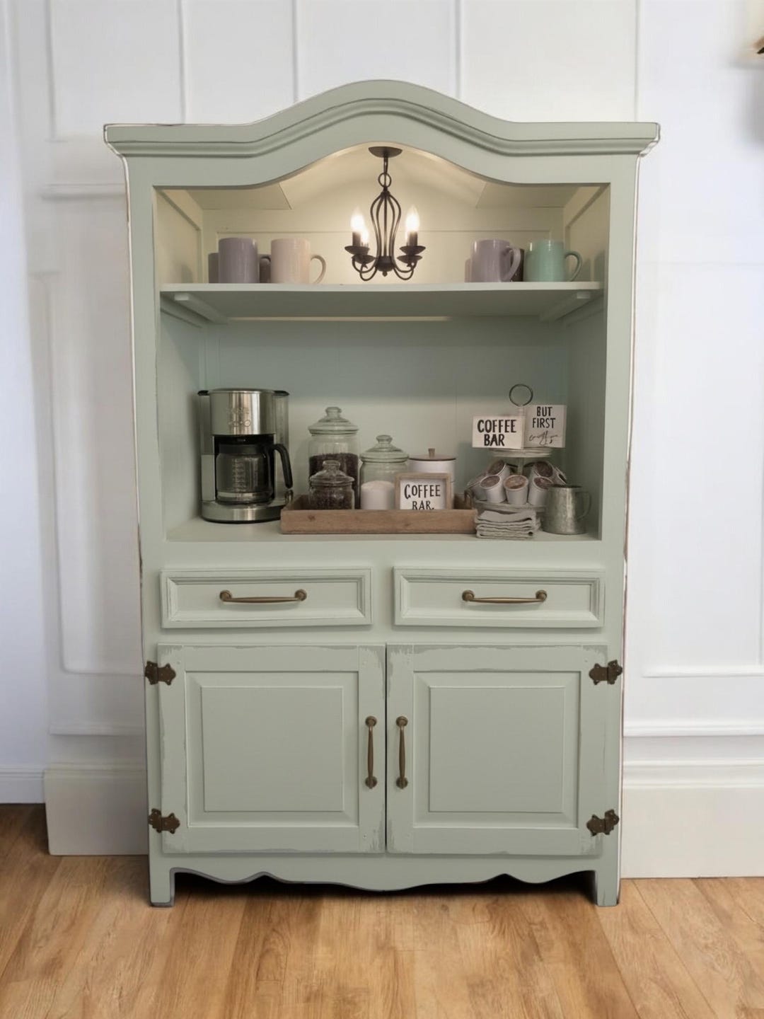 4 Feet Wide Distressed Light Sage Armoire, Pick Your Color, Farmhouse ...