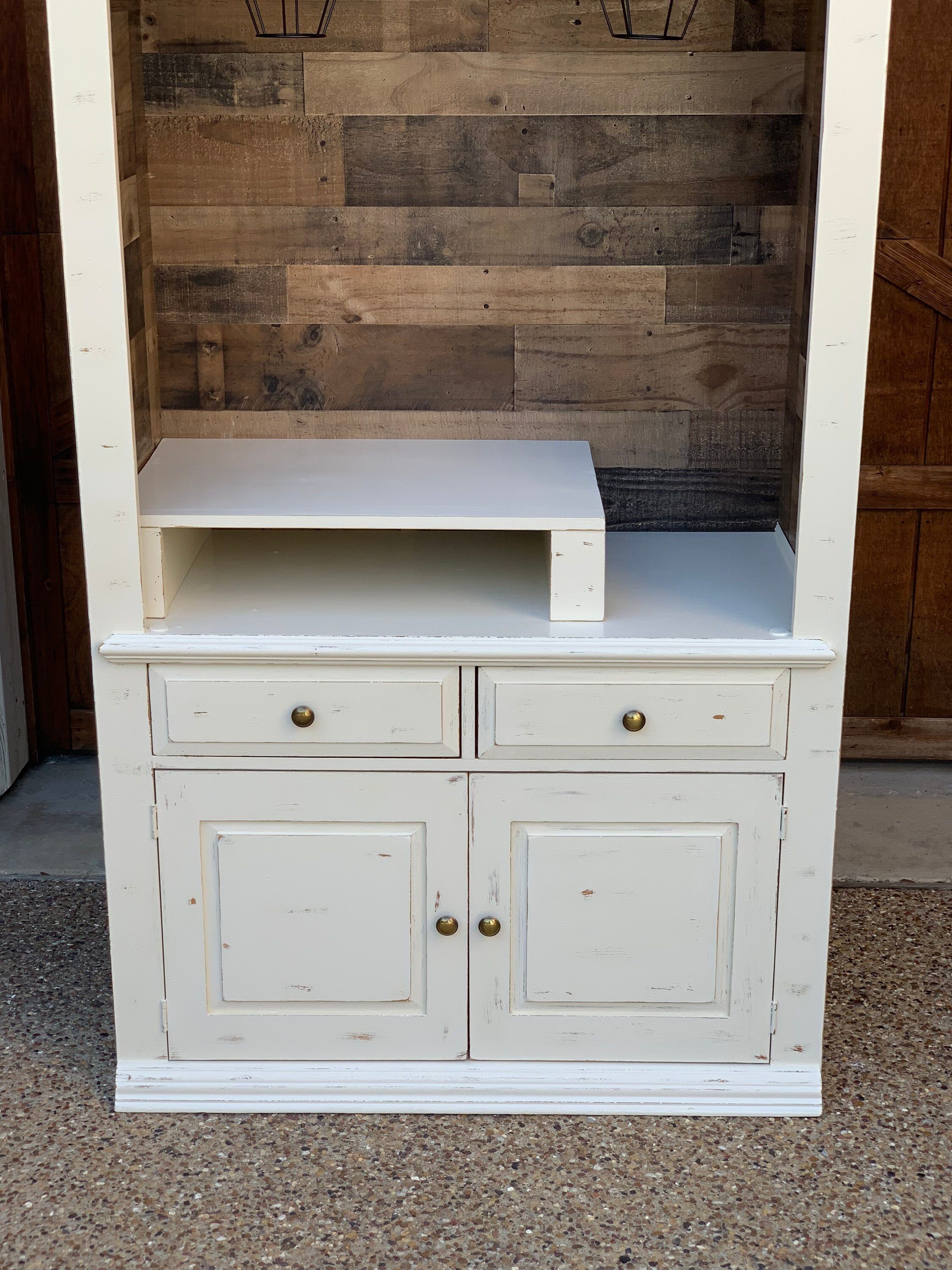 Distressed/antique White Beverage Armoire Bar - Etsy