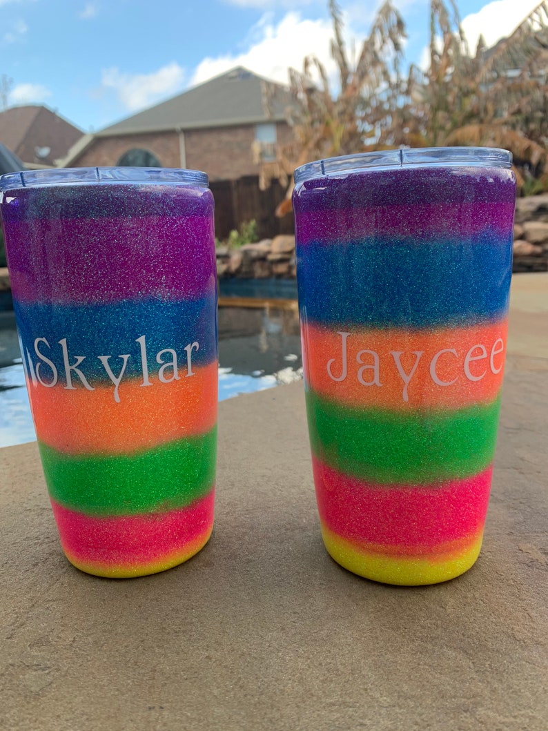 Glitter Tumbler Rainbow Glitter Sparkle Cup Personalized - Etsy