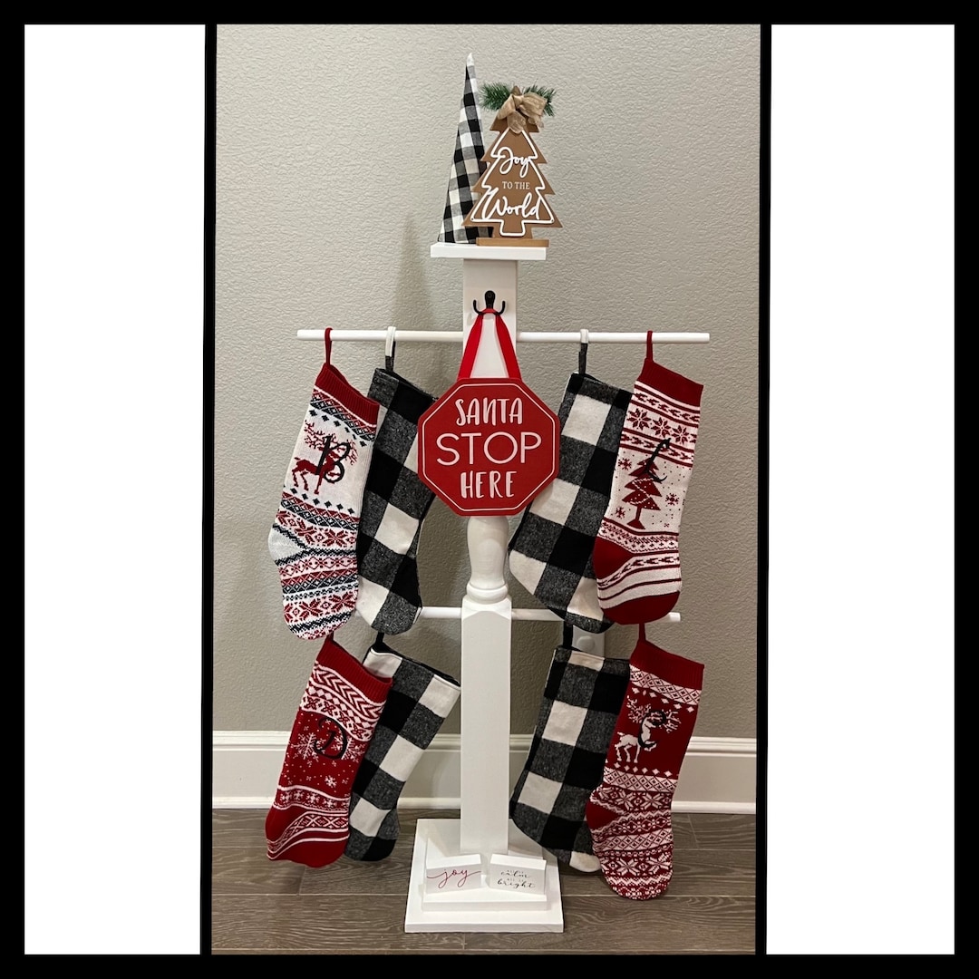Christmas Stocking Post, Wood Banister Post With Removable Poles - Etsy