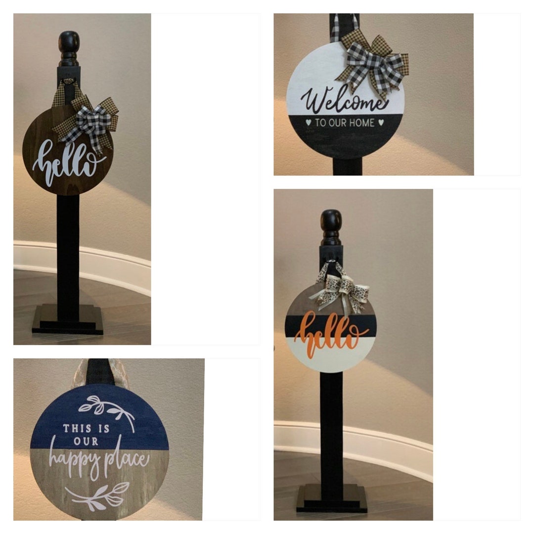 Banister Post & Welcome Sign, Wood Post - Etsy