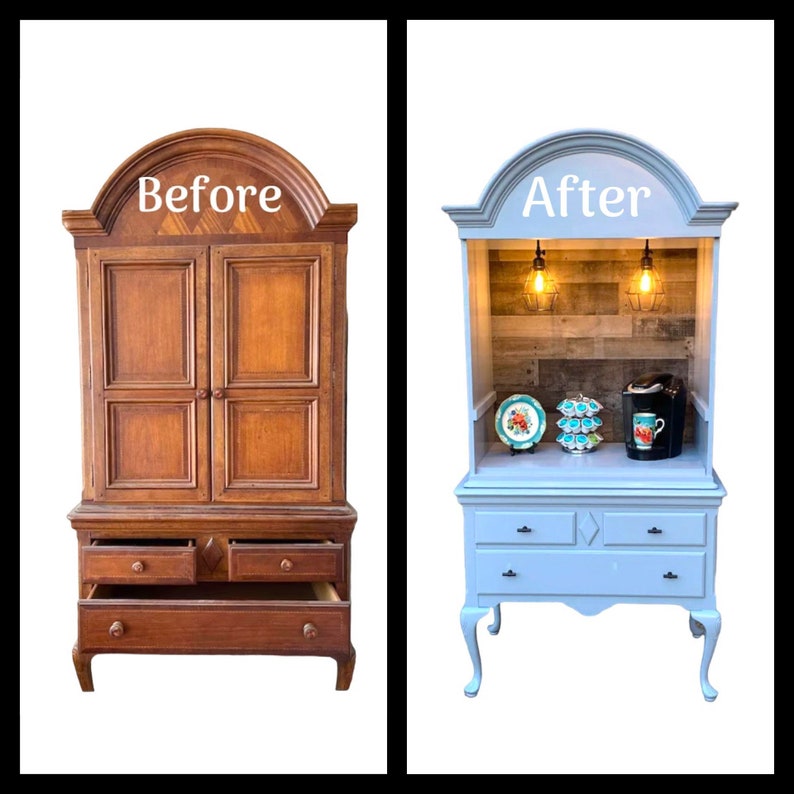 Two Piece Vanity Hutch, Beverage Bar, Coffee Bar, Vintage - Etsy