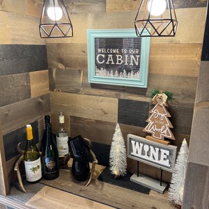 Barn Wood Cabin Hutch, Rustic Cabin Decor, Coffee and Wine Bar ...