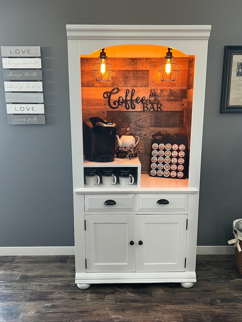 White Coffee Hutch, Morning Coffee, Vintage Hutch, Vintage Cabinet ...