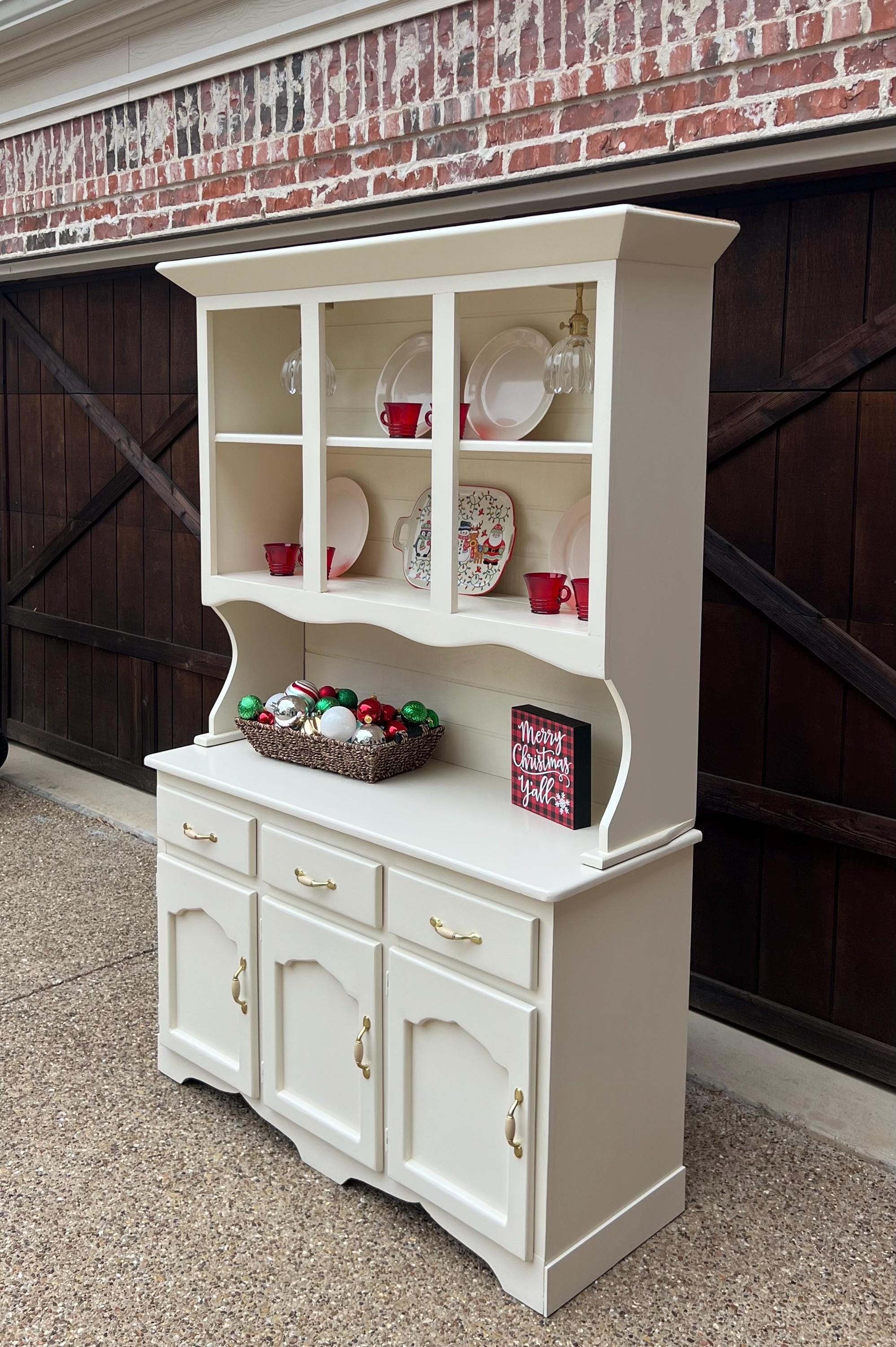Antique White Two Piece Hutch, Dimming, Glass Antique Lights, Ready to ...