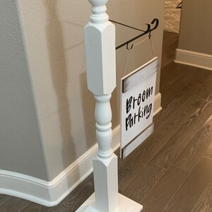 Halloween Post With Broom Parking Sign, Banister Post, Wood Sign Holder ...