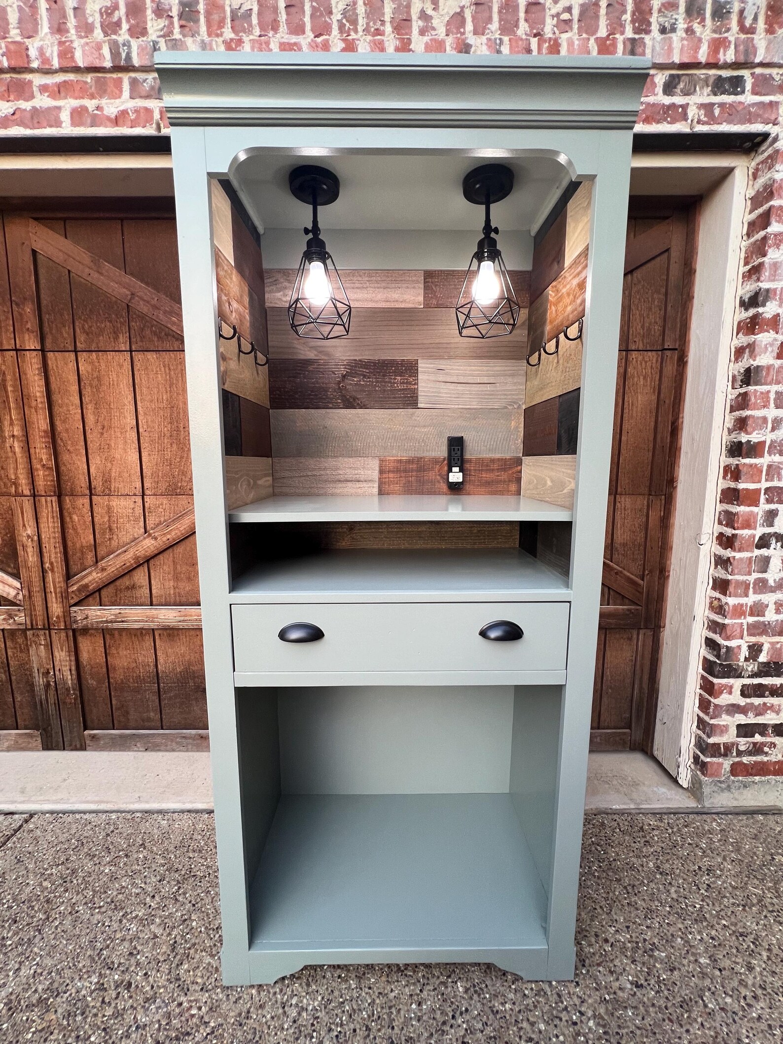 Evergreen Fog Broyhill Coffee Hutch, Fridge Space Lower Cabinet, Barn ...