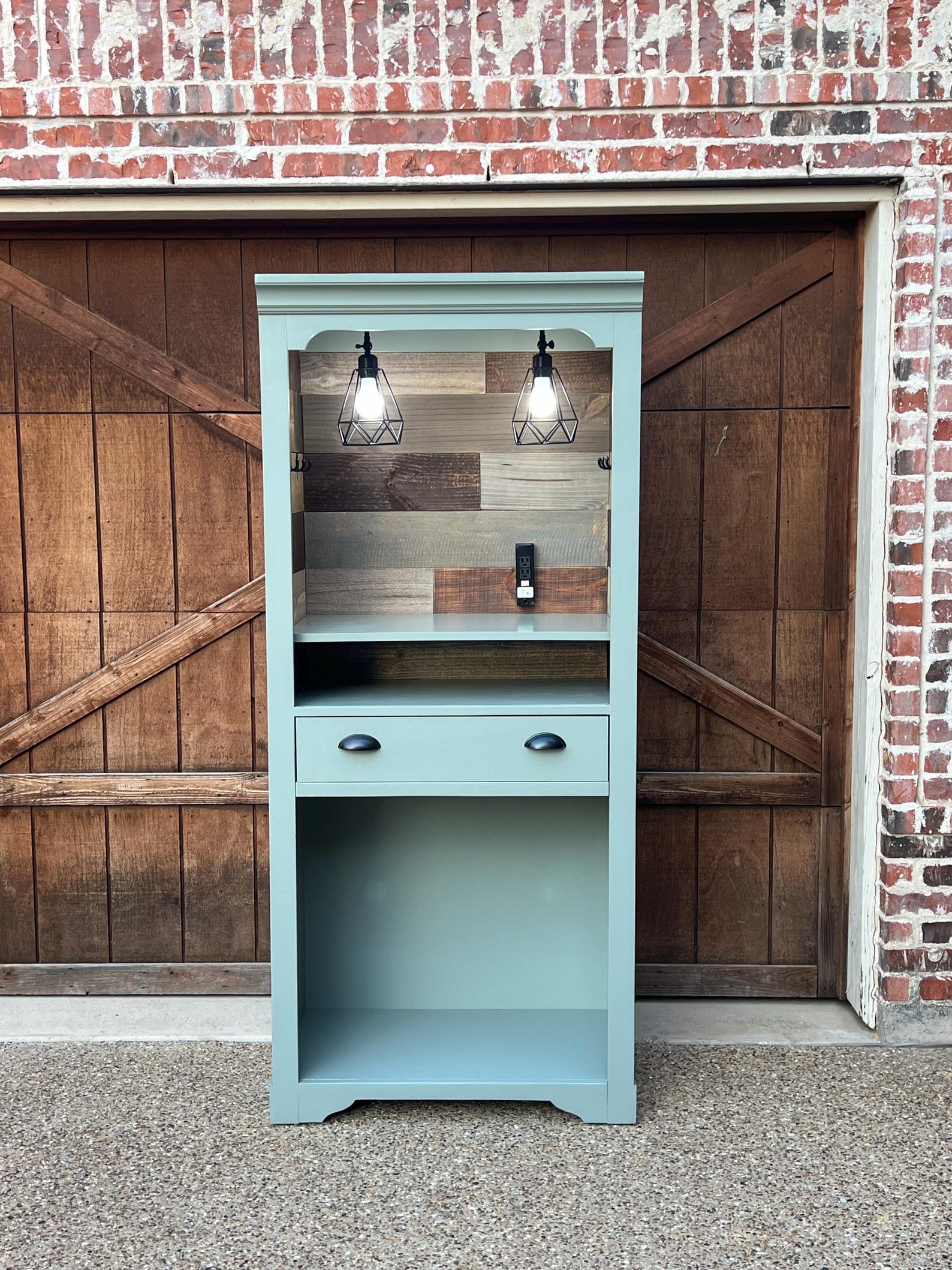 Evergreen Fog Broyhill Coffee Hutch, Fridge Space Lower Cabinet, Barn ...