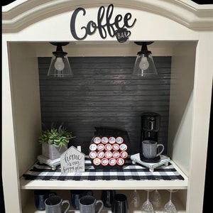 Antique White Coffee Hutch, Beverage Bar, Coffee Armoire With Drawers ...