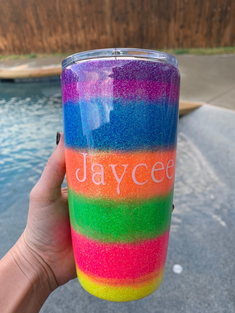 Glitter Tumbler Rainbow Glitter Sparkle Cup Personalized - Etsy