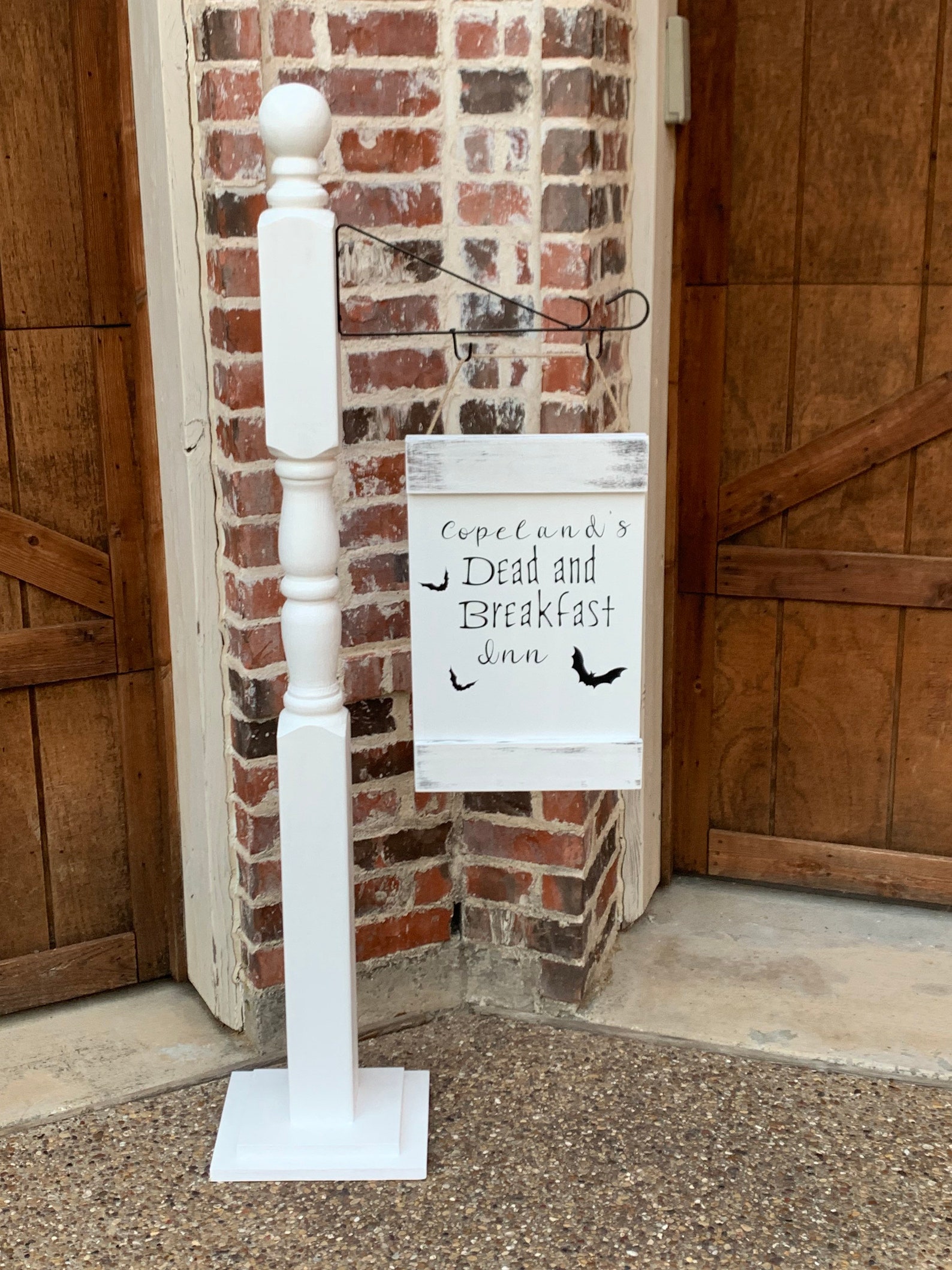 Banister Post & Halloween Sign Wood Stake Sign Holder - Etsy