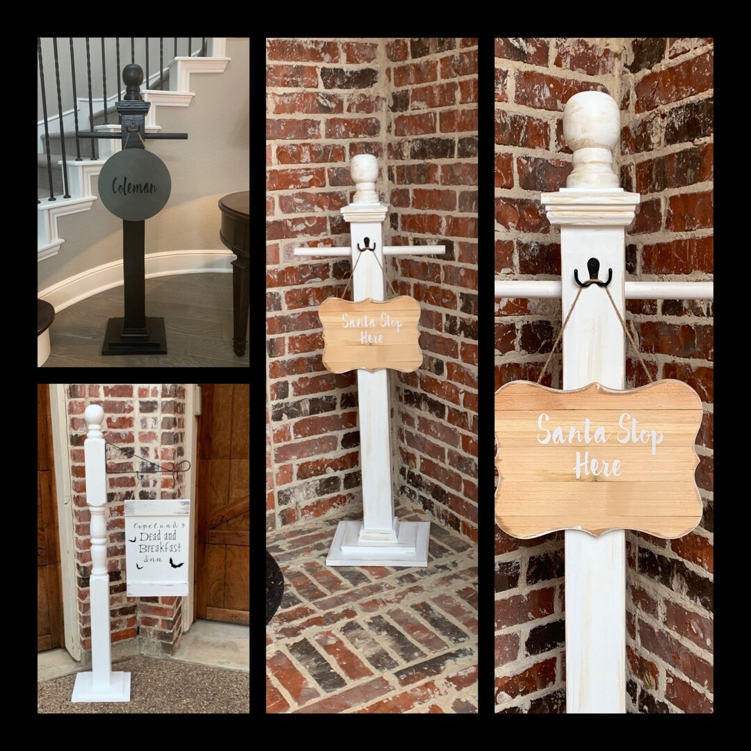 Personalized Banister Post, Wood Banister, Stocking Holder, Holiday ...