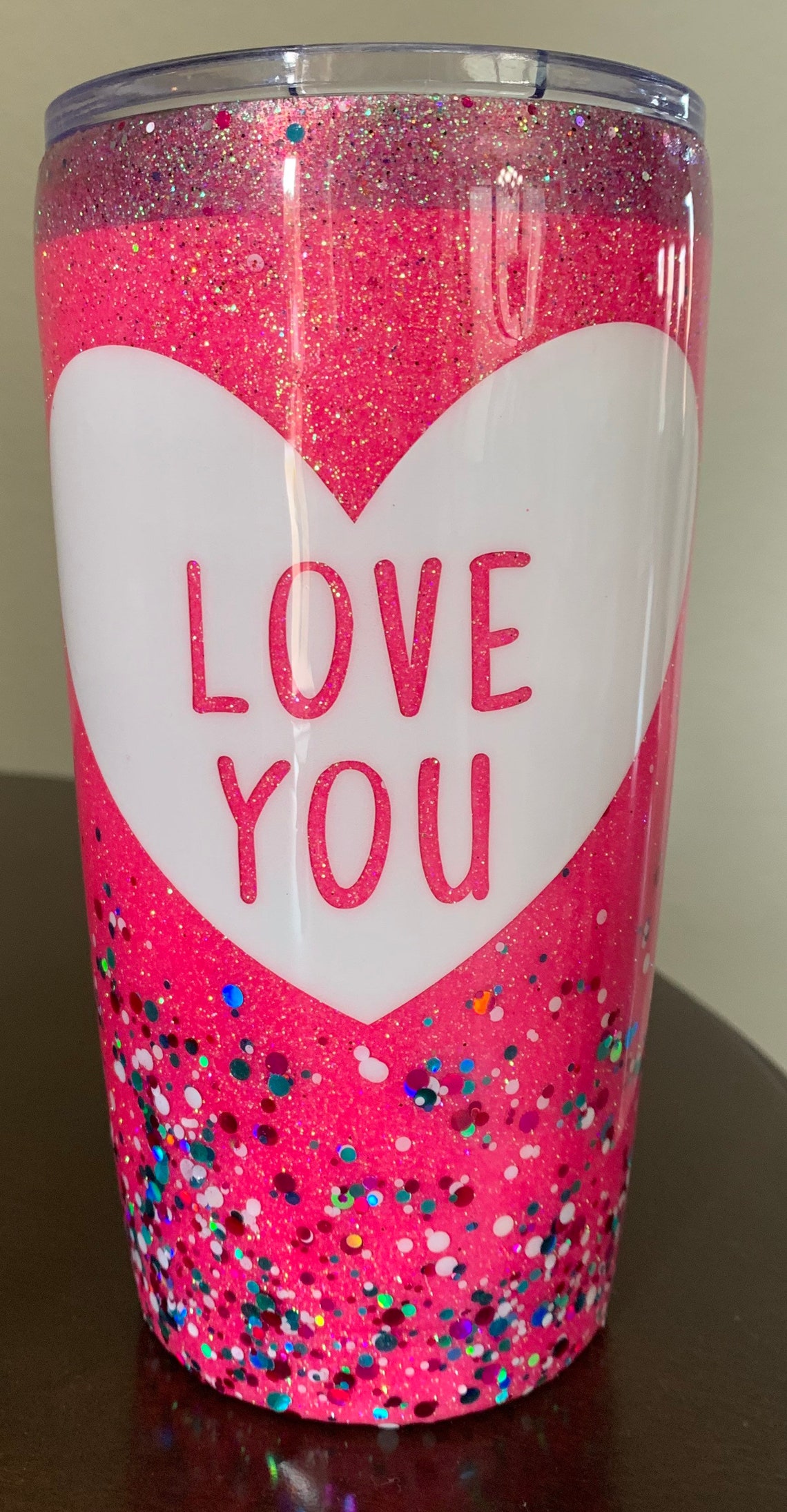 Valentines Tumbler, I Love You Cup, Personalized Glitter Cup, Glitter ...