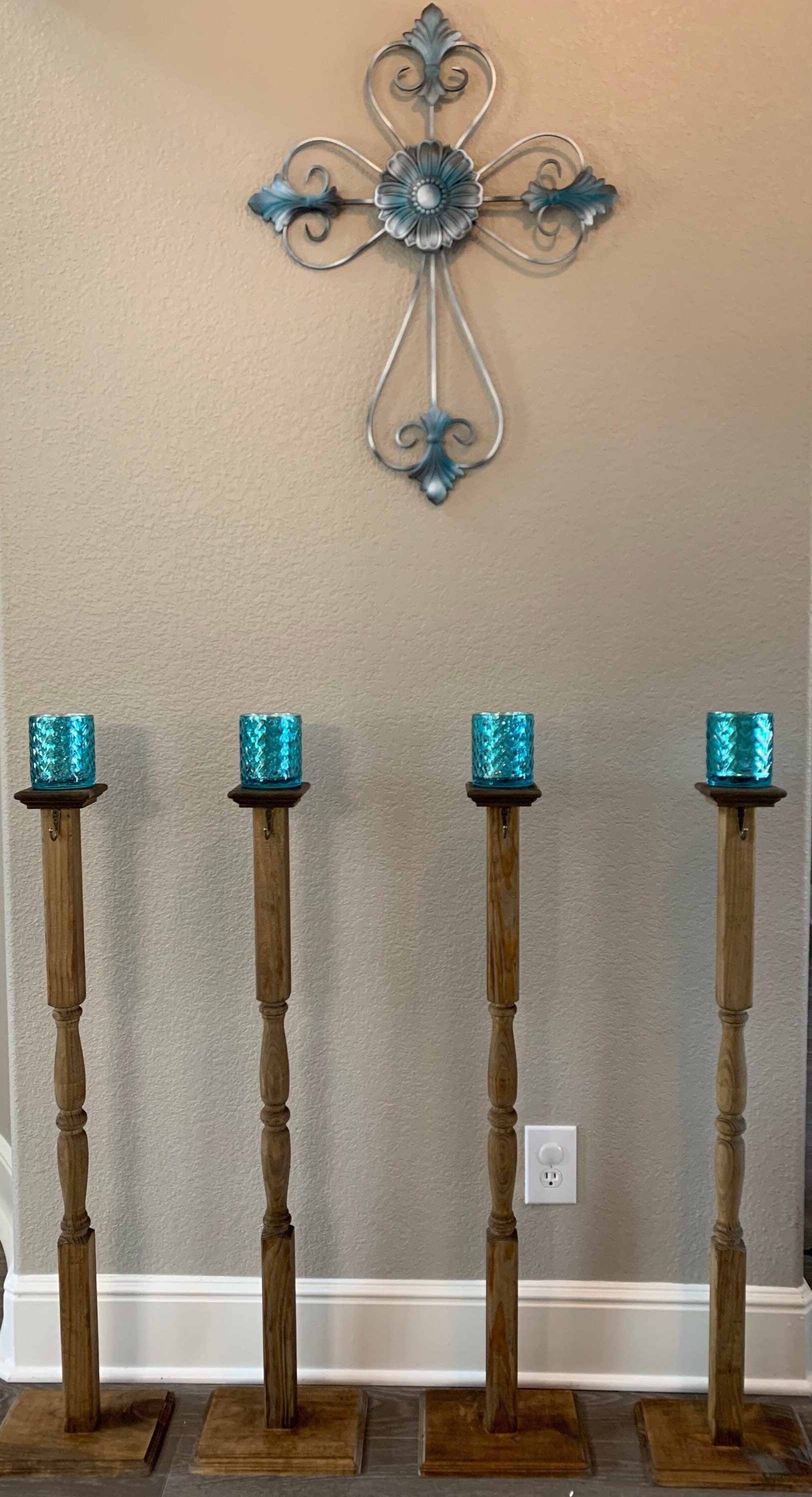 Set of 4, Banister Post Candle Holders, Decorative Candle Post, Holiday ...