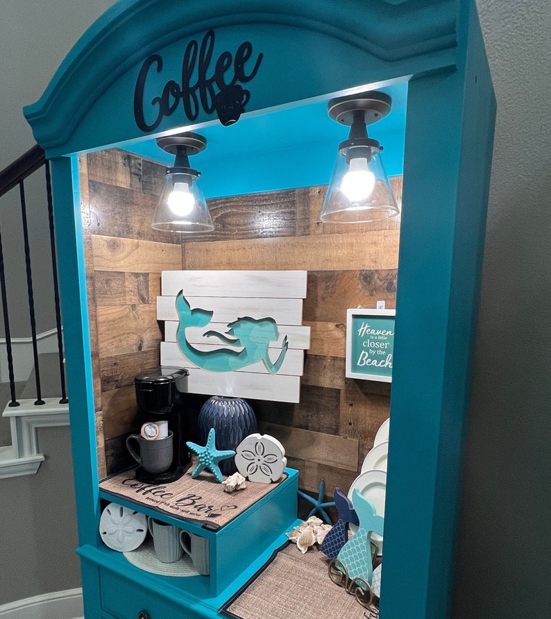 Beach Decor, Figi Color Coffee Cabinet, Coastal Themed Hutch - Etsy